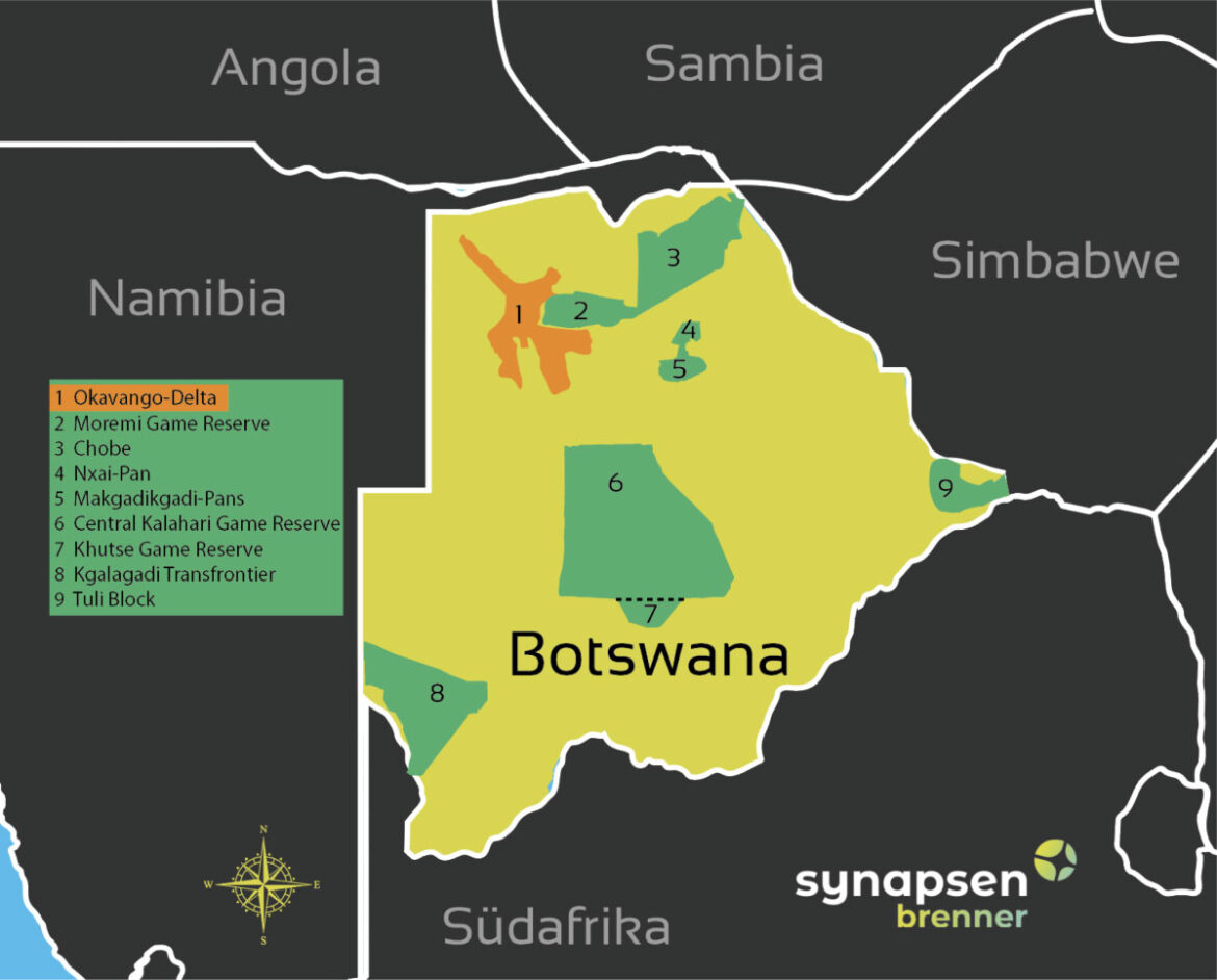 Okavango Delta in Botswana | Reiseführer mit Karte